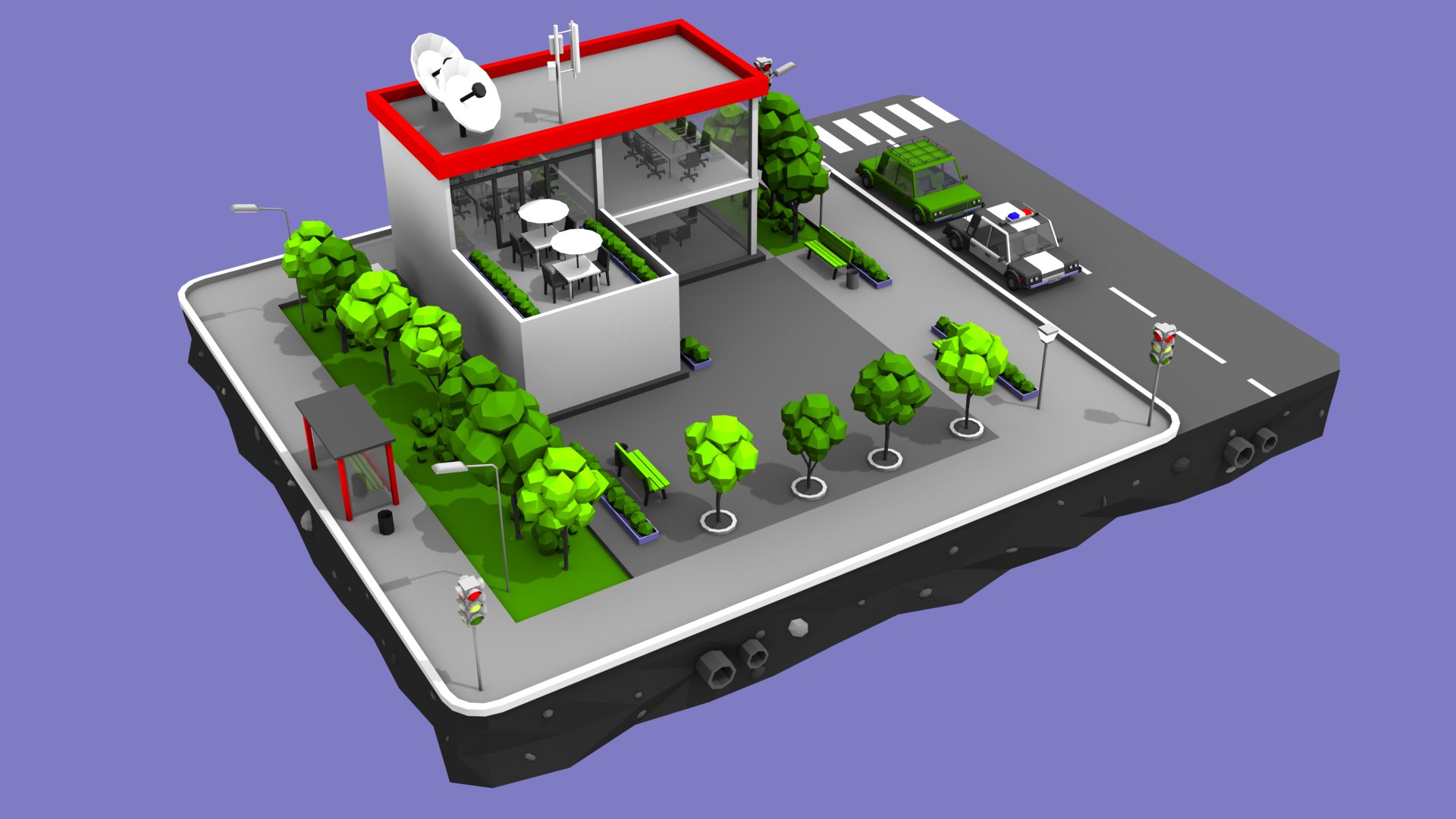 3D Police Station Block From Cartoon Low Poly City Model - TurboSquid ...