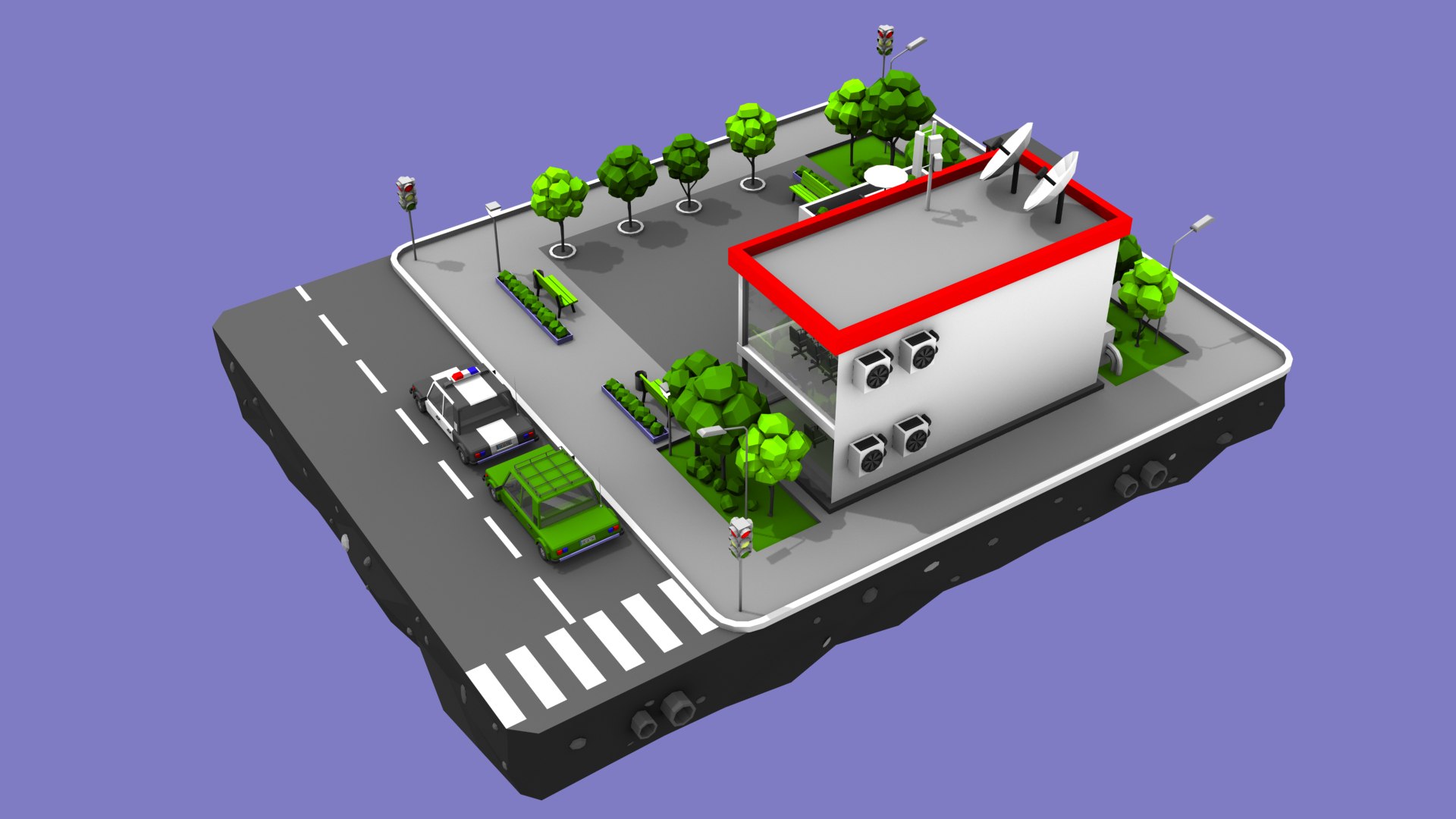 3D Police Station Block From Cartoon Low Poly City Model - TurboSquid ...