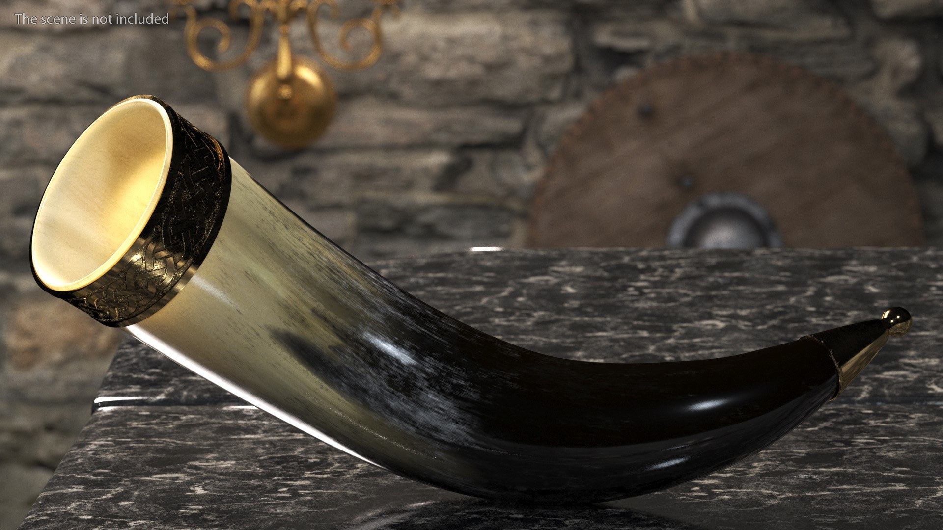Antique Light Drinking Horn In Gold Trim 3D Model - TurboSquid 1962419