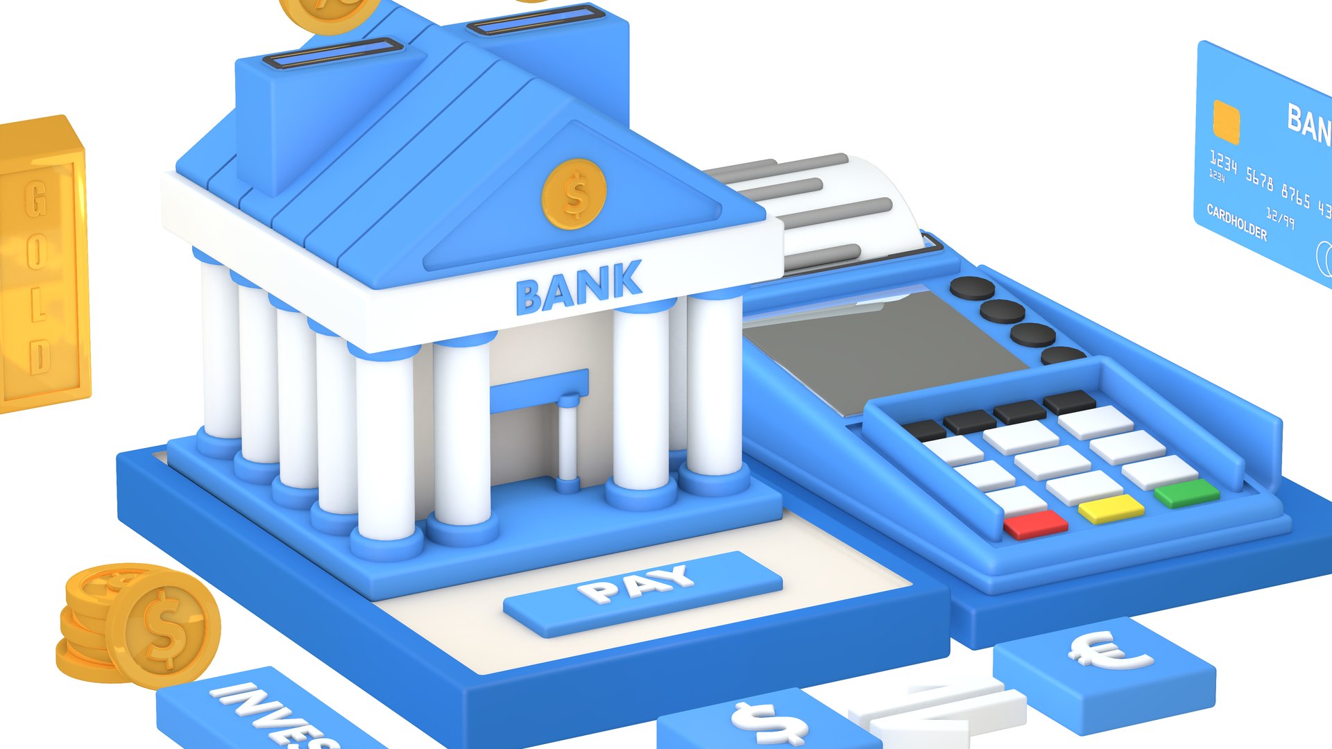 Bank Terminal Finance Low Poly Animated 3D Model - TurboSquid 1910434