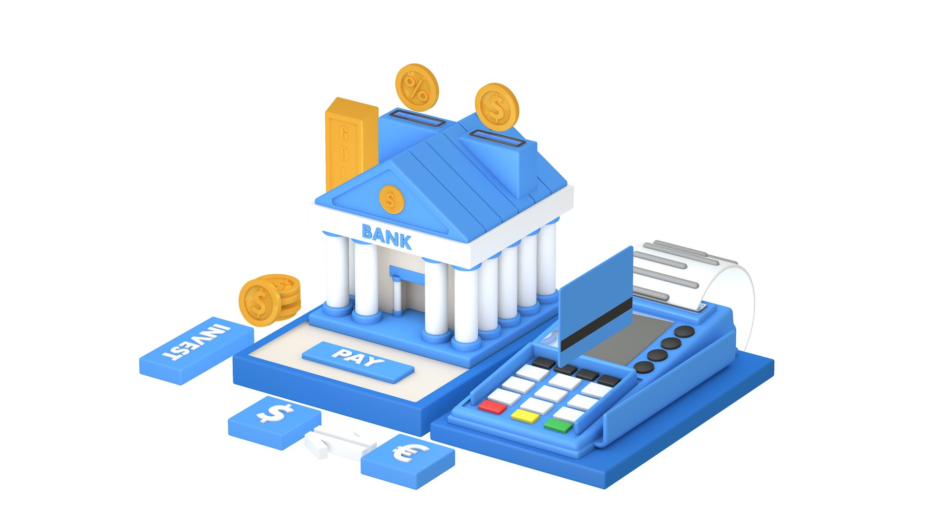 Bank Terminal Finance Low Poly Animated 3D Model - TurboSquid 1910434
