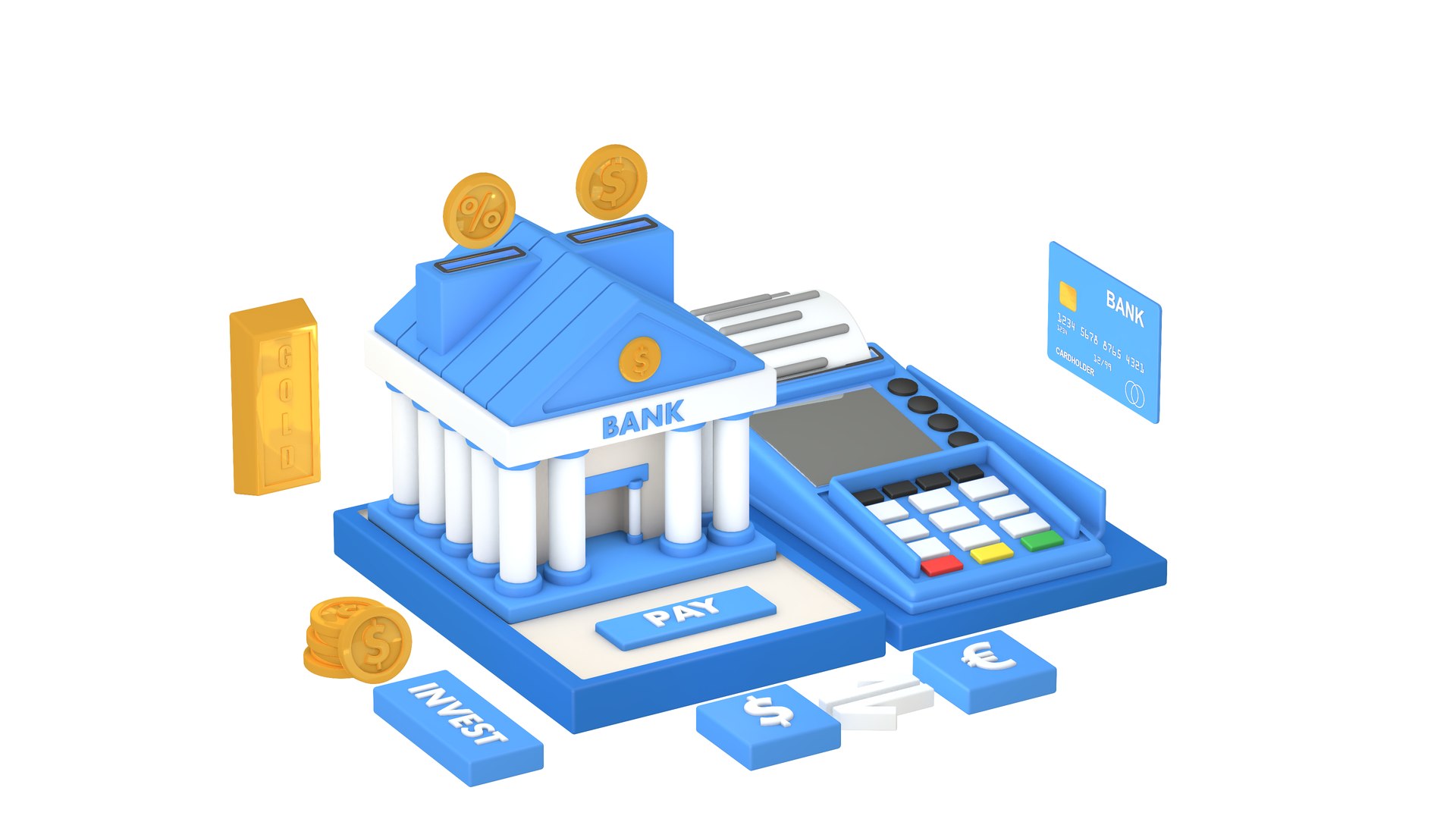 Bank Terminal Finance Low Poly Animated 3D Model - TurboSquid 1910434