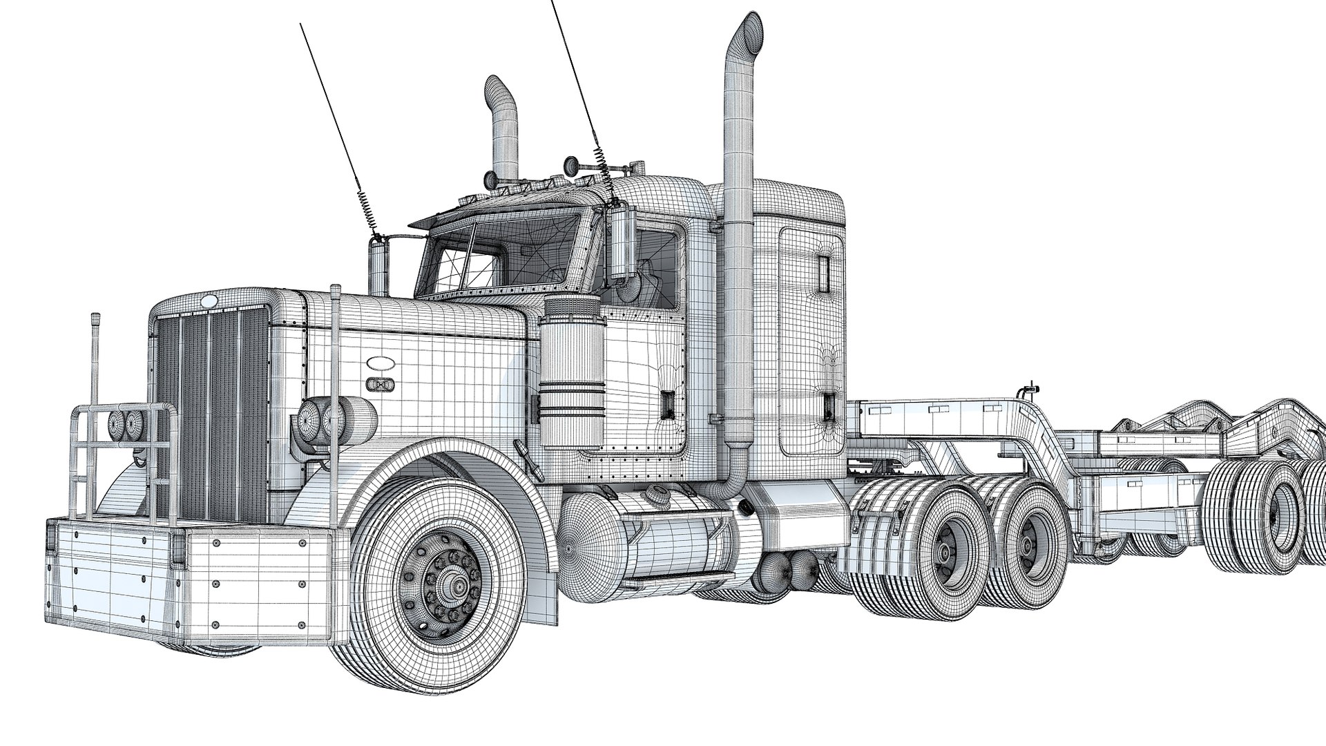 Semi Truck With Lowboy Trailer 3D Model - TurboSquid 2279214