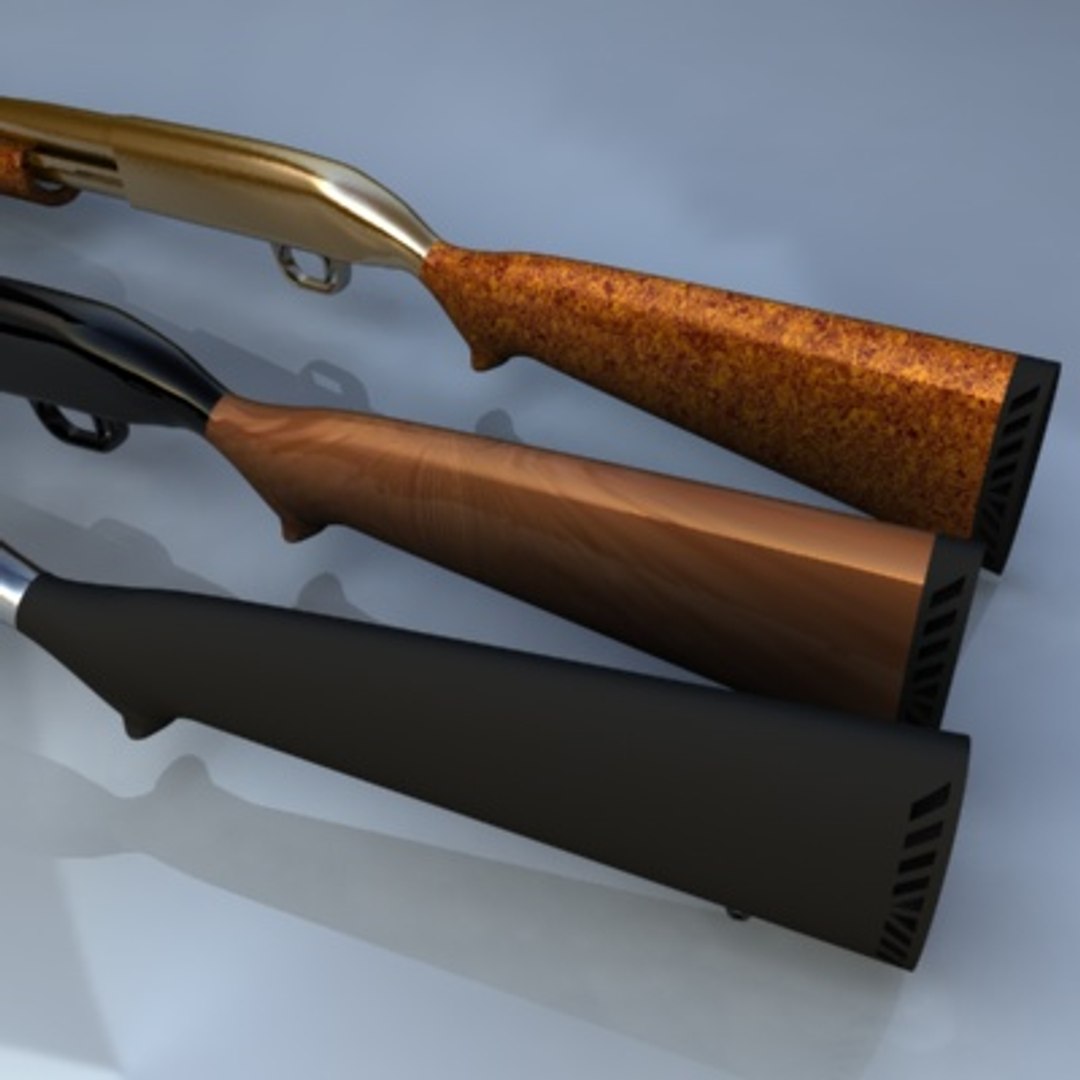 shotgun gold chrome 3d model