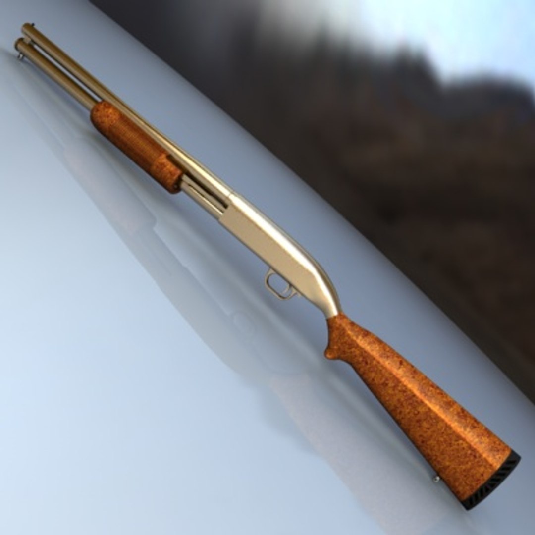 shotgun gold chrome 3d model