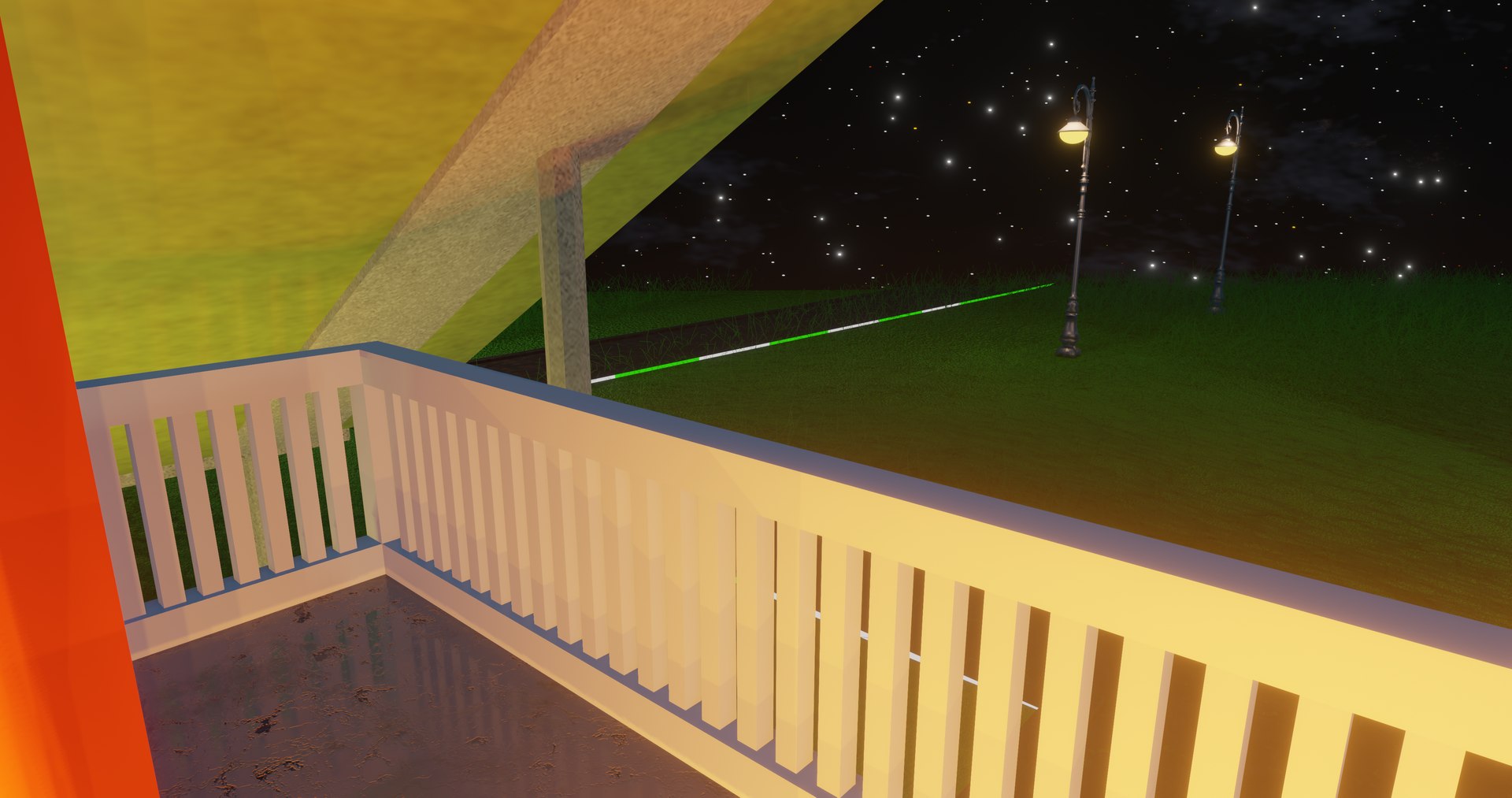 House At Night With A Starry Sky Landscape 3D Model - TurboSquid 2050587