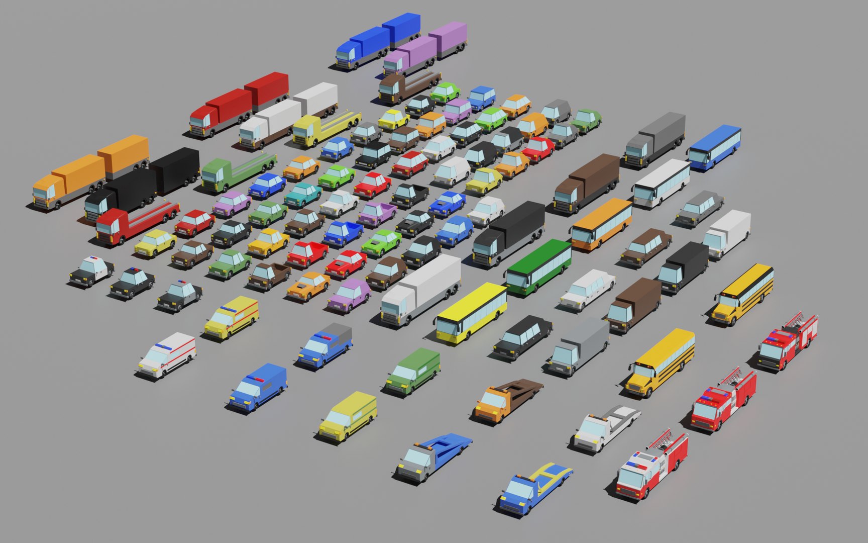 Low-poly 100 cars pack 3D - TurboSquid 2100020