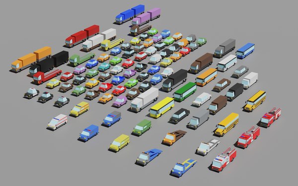 modelo 3d Low-poly 100 cars pack - TurboSquid 2100020