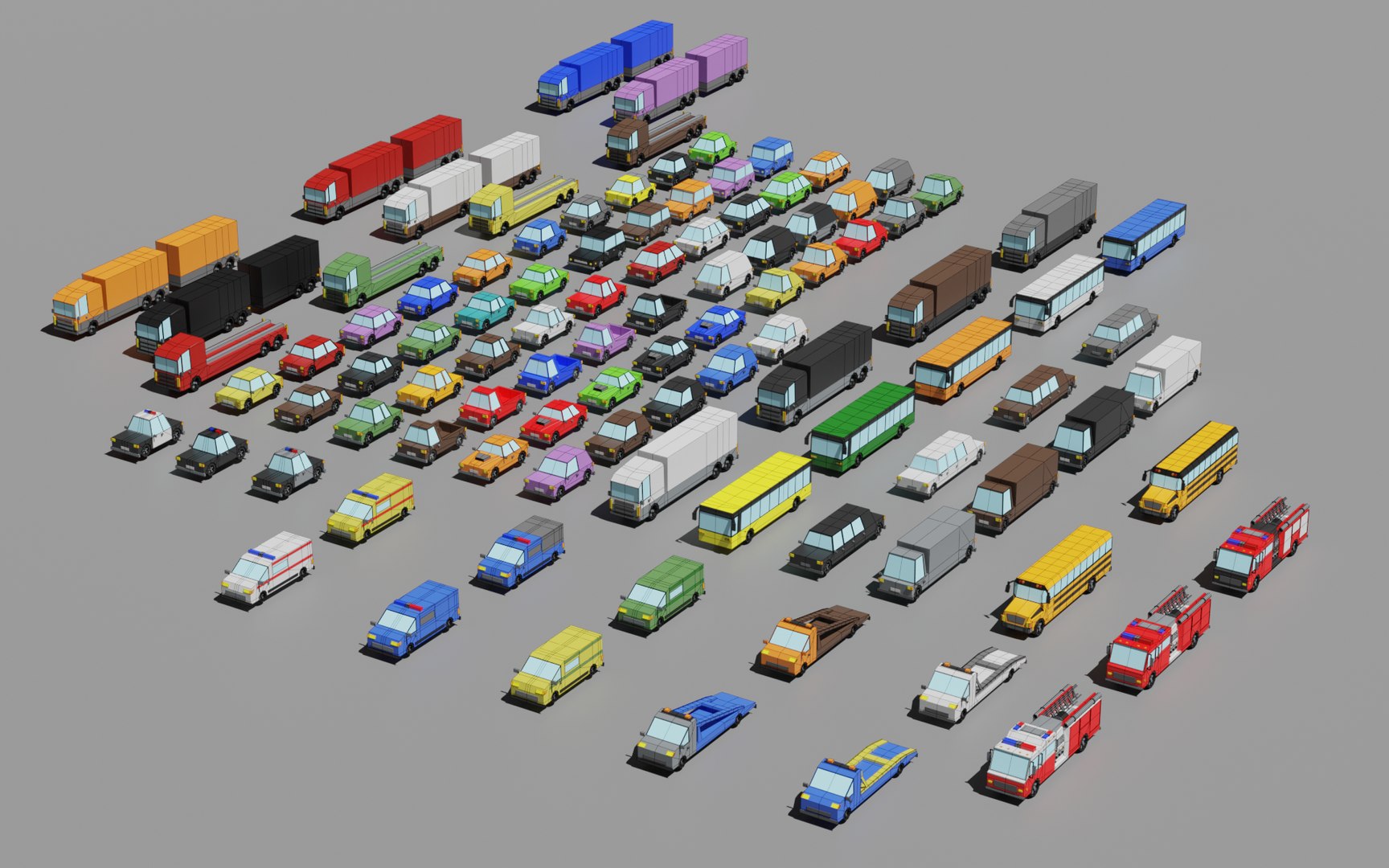 Low-poly 100 cars pack 3D - TurboSquid 2100020