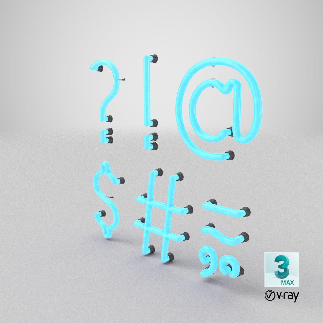 Neon Letter Marks Alphabet 3D - TurboSquid 1640685