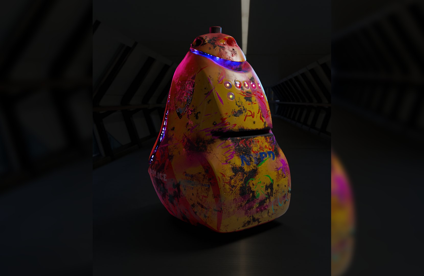 3D NYPD K5 Robot Cop Vandalized - Clean Texture Included - TurboSquid ...