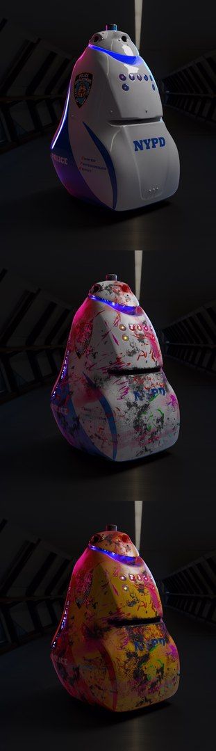 3D NYPD K5 Robot Cop Vandalized - Clean Texture Included - TurboSquid ...
