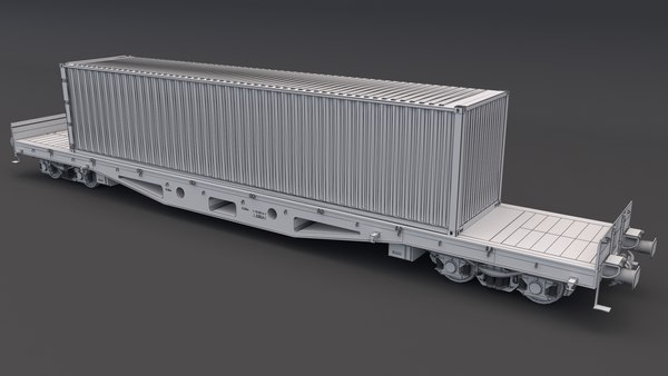 Flat Rail Car Evergreen Shipping Container model - TurboSquid 1735182