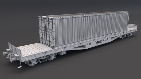 Flat Rail Car Evergreen Shipping Container model - TurboSquid 1735182