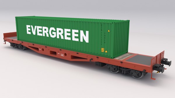 Flat Rail Car Evergreen Shipping Container model - TurboSquid 1735182