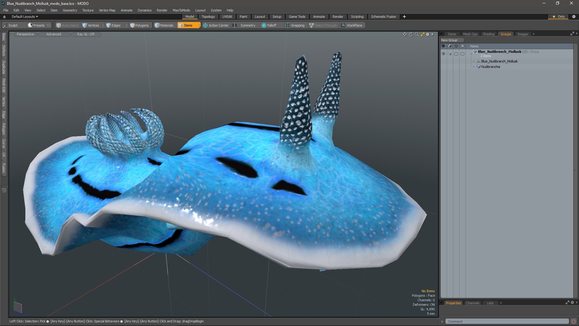 3D Blue Nudibranch Mollusk - TurboSquid 2185902