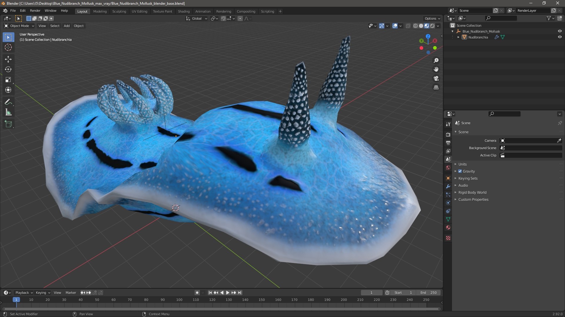 3D Blue Nudibranch Mollusk - TurboSquid 2185902