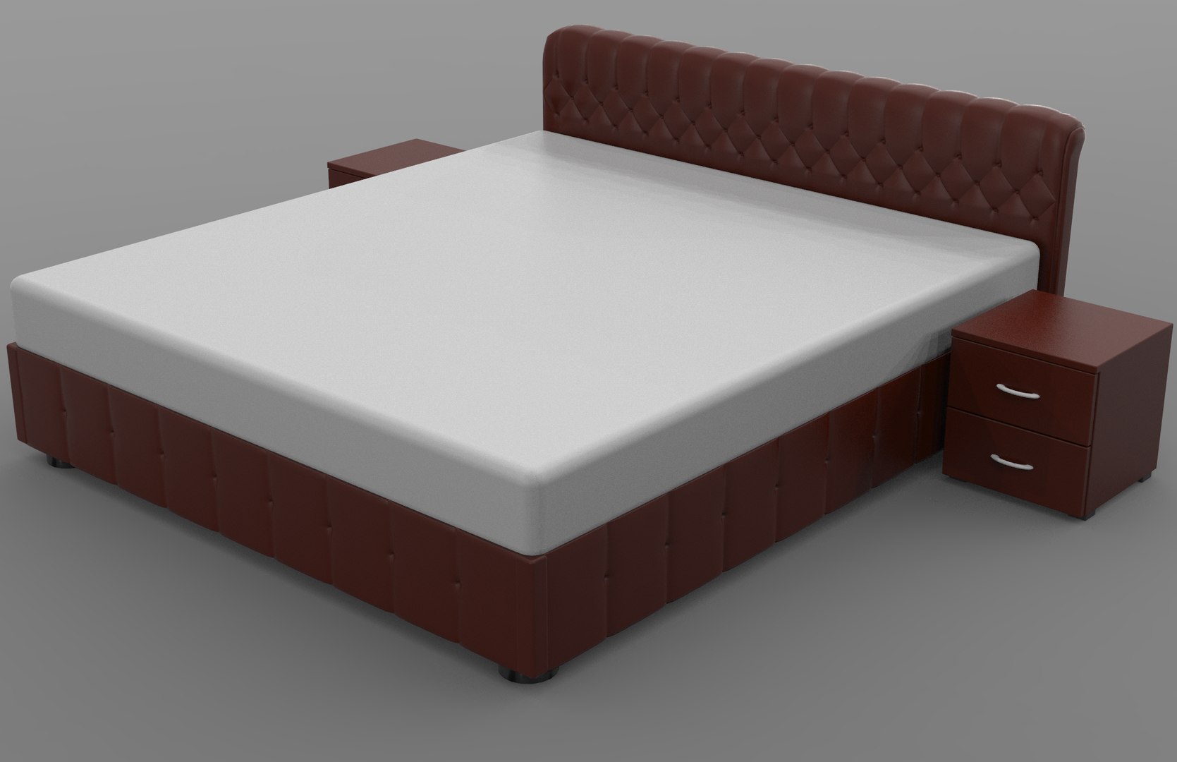 3D Model Bedroom Kingsize Bed With Stands - TurboSquid 2314281
