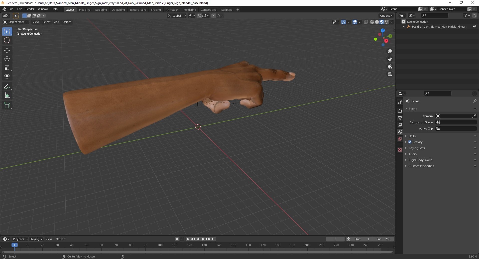 3D Hand Of Dark Skinned Man Middle Finger Sign Model - TurboSquid 2194296