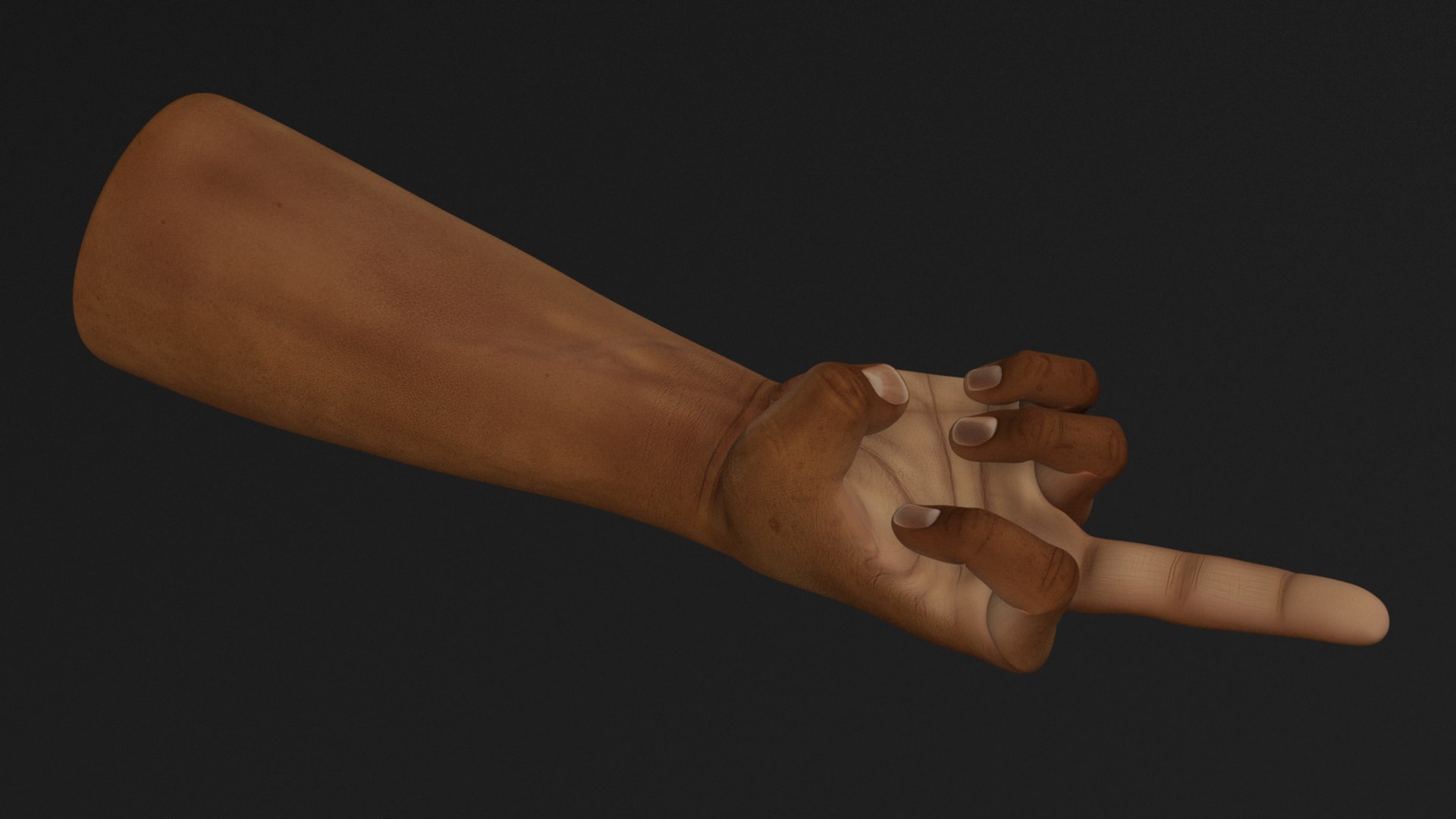 3D Hand Of Dark Skinned Man Middle Finger Sign Model - TurboSquid 2194296