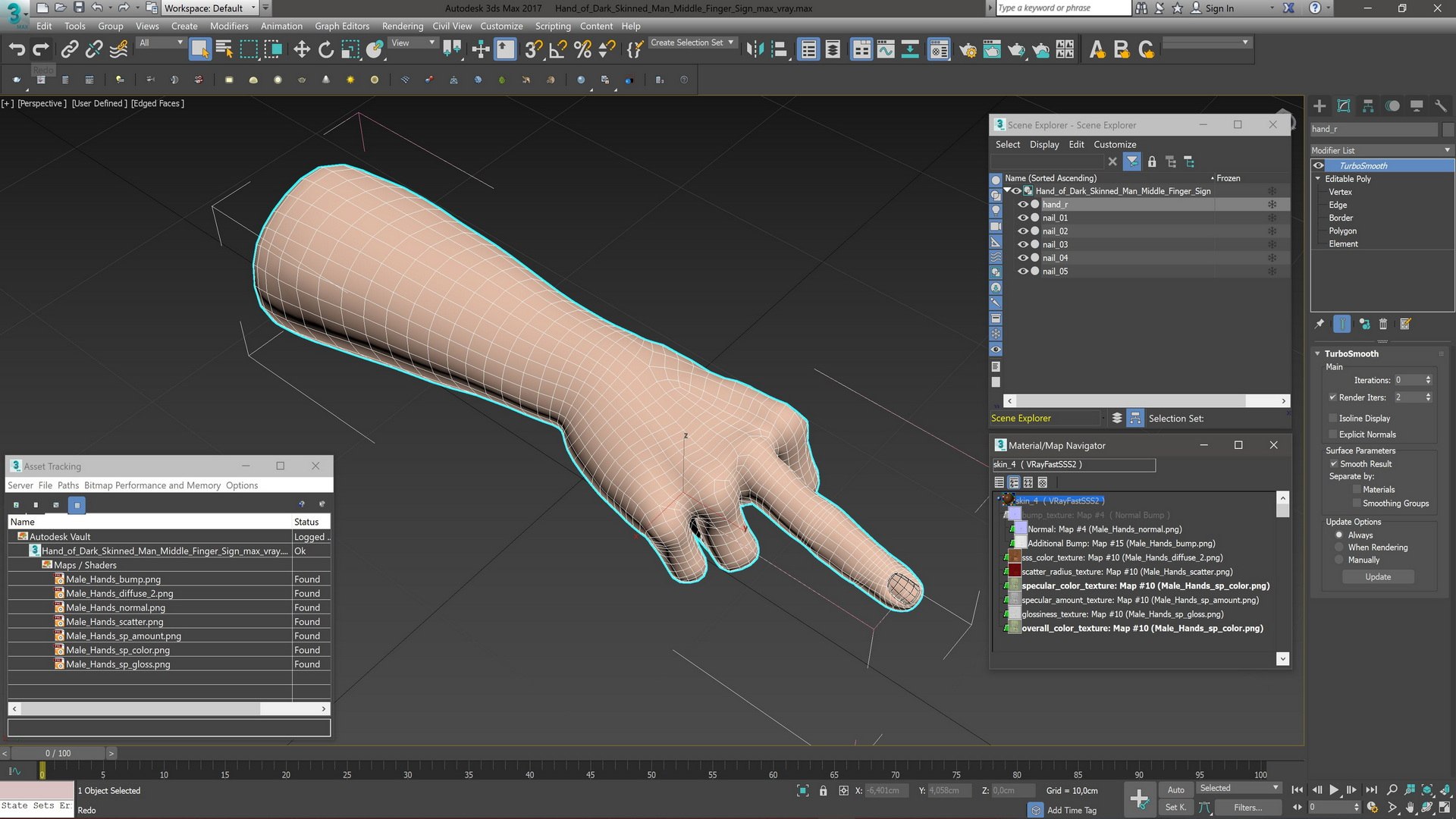 3D Hand Of Dark Skinned Man Middle Finger Sign Model - TurboSquid 2194296