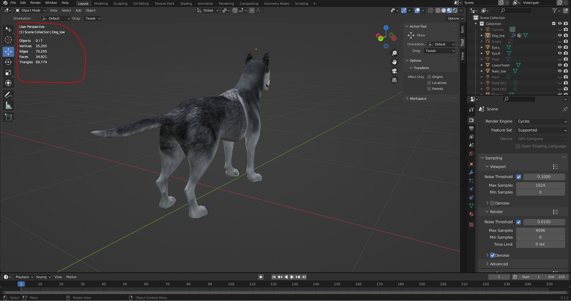 3D Fur Husky NO Rigged In Blender - TurboSquid 1984685