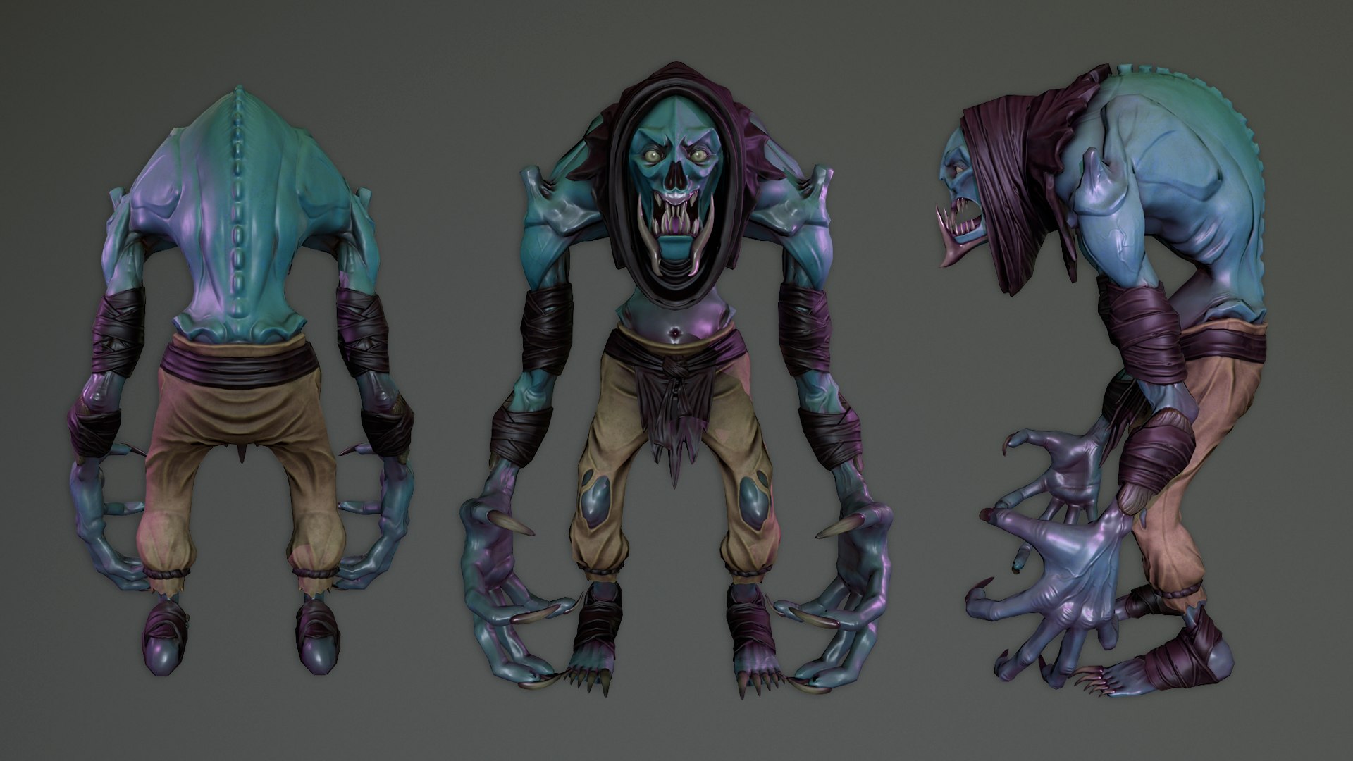 Stylized Zombie Creature Game Ready Character With Rig And Animations ...