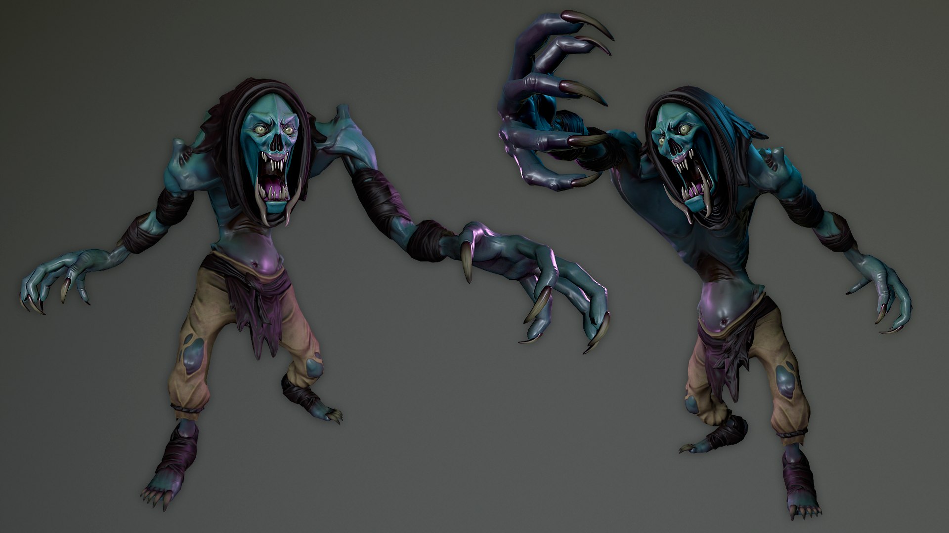 Stylized Zombie Creature Game Ready Character With Rig And Animations ...