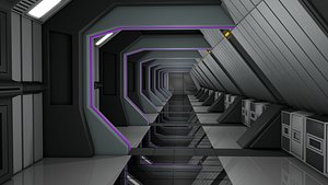 c4d sci-fi spaceship corridor