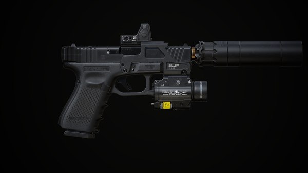 modelo 3d Glock 19 Gen 4 con accesorios: AAA, alto nivel de detalle ...