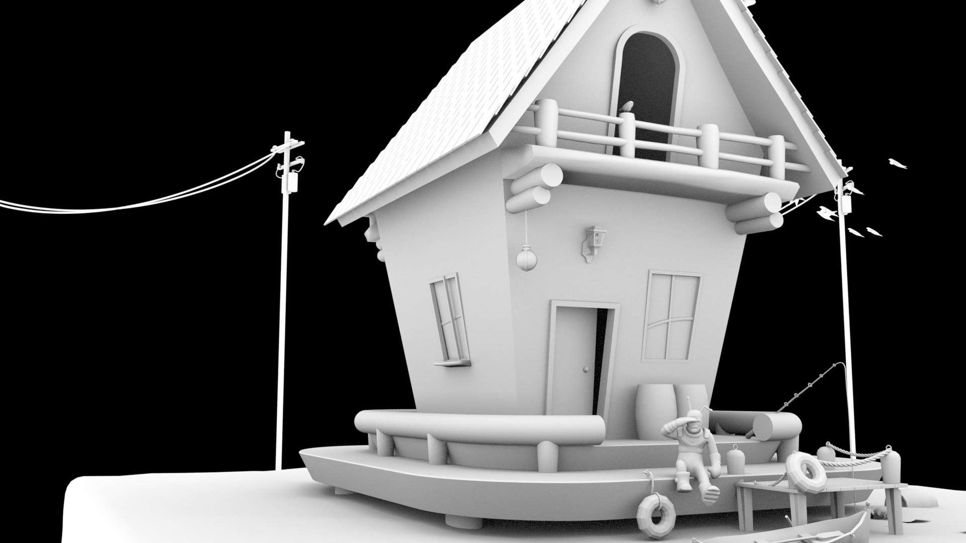 Cartoon Fish House 3D Model - TurboSquid 1877886