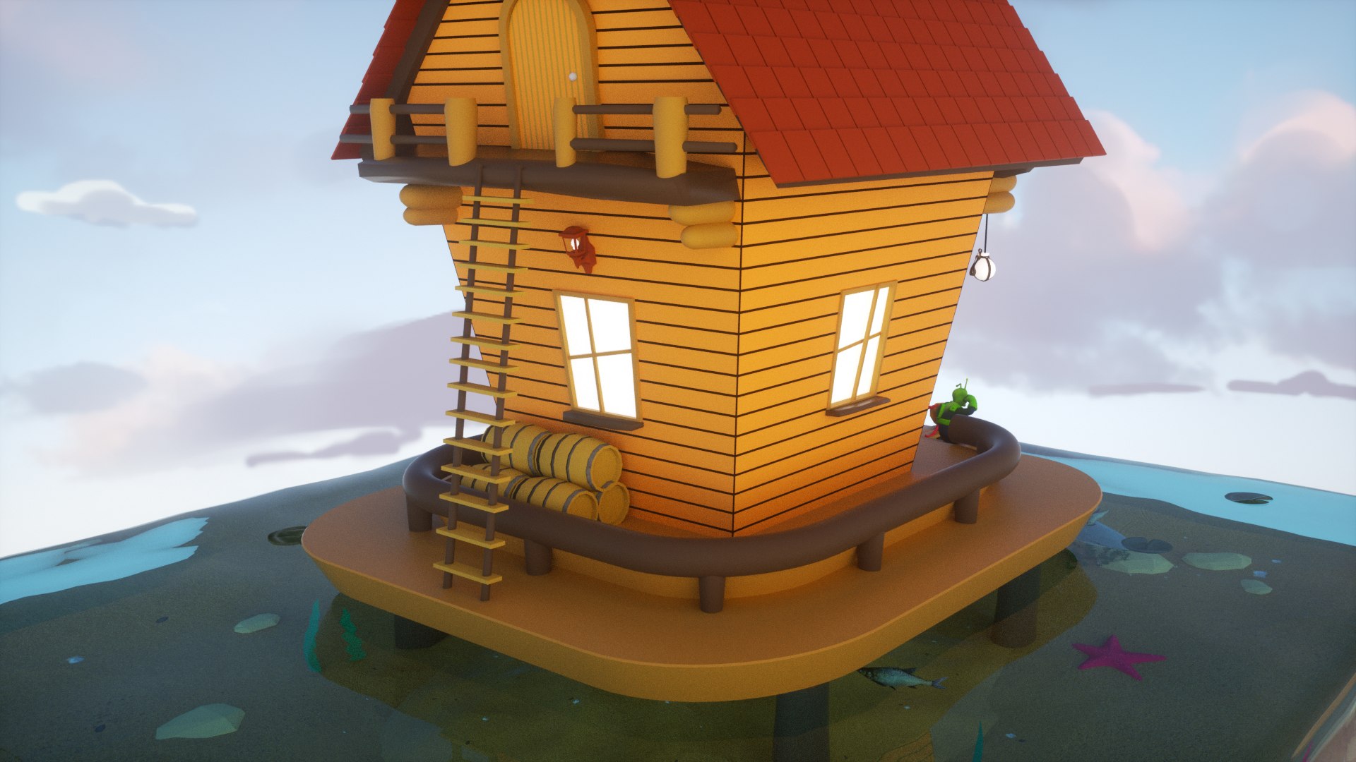 Cartoon Fish House 3D Model - TurboSquid 1877886