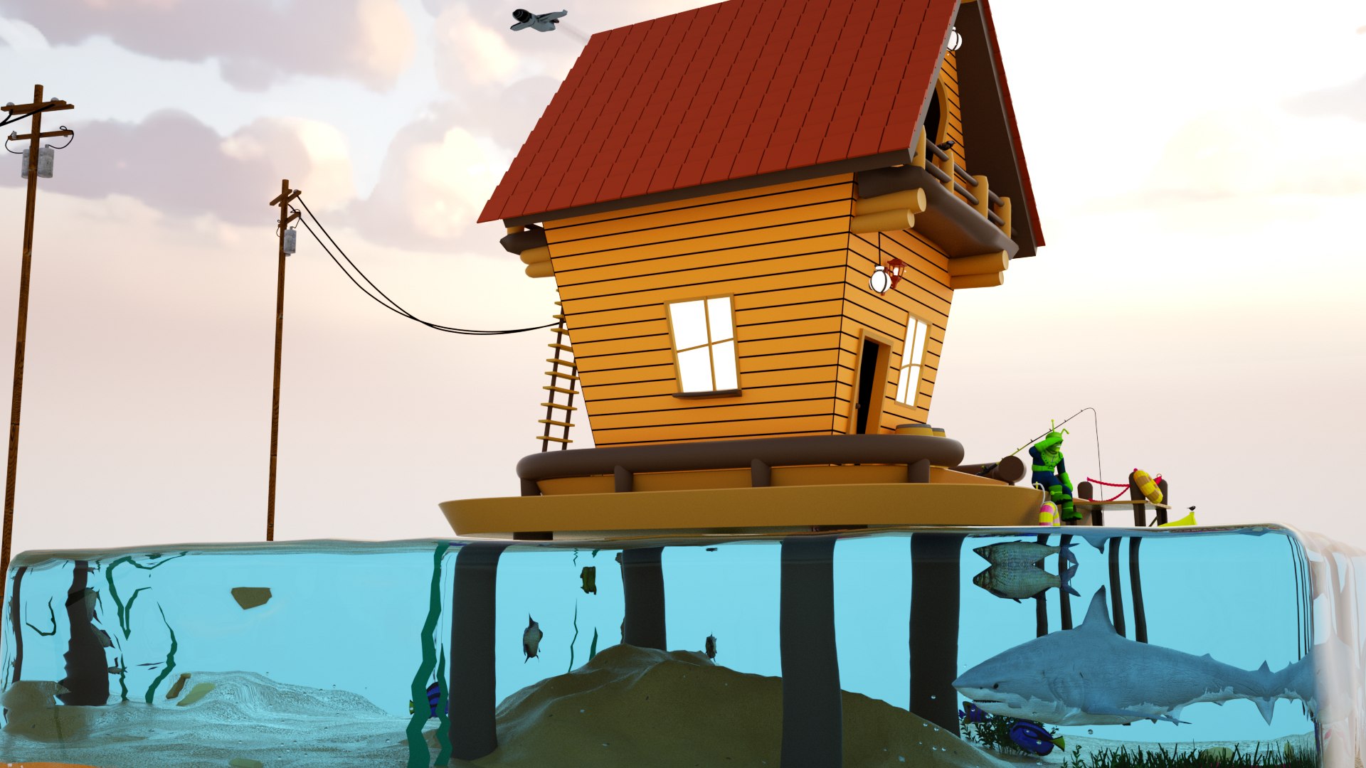 Cartoon Fish House 3D Model - TurboSquid 1877886