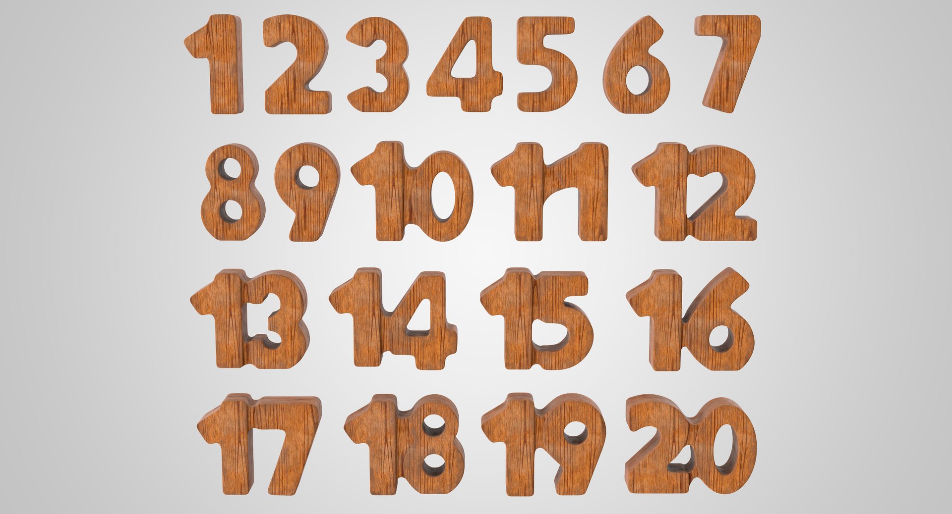 Wooden Number Wood 3D Model - TurboSquid 1686520