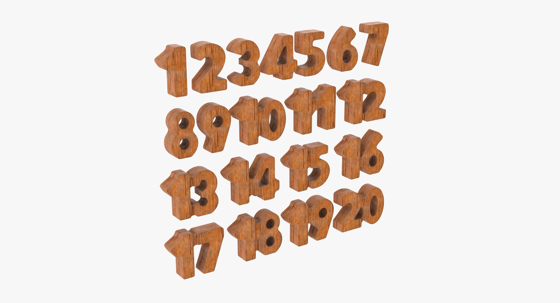 Wooden Number Wood 3D Model - TurboSquid 1686520