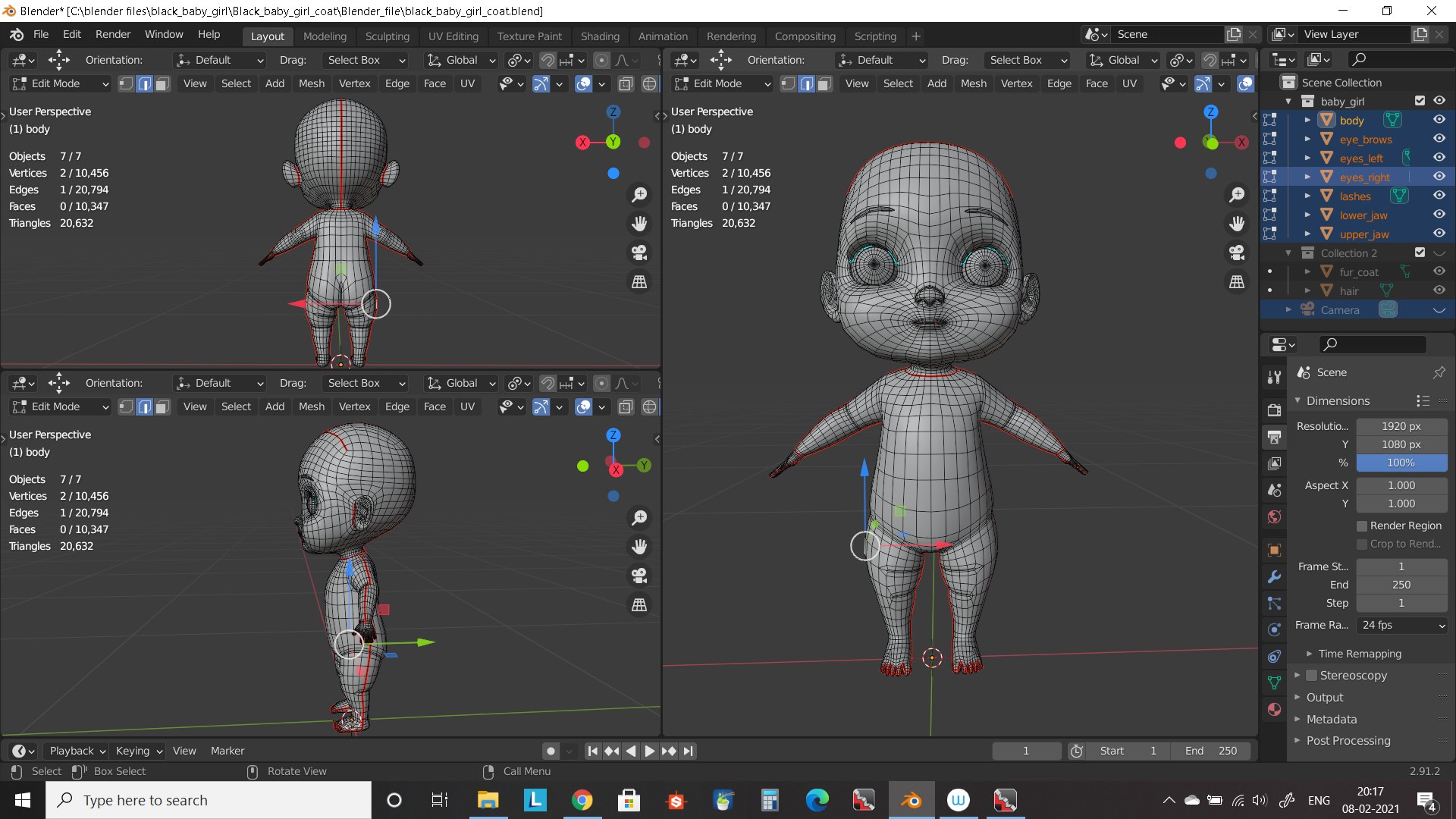 3D Baby Girl Cartoon Model - TurboSquid 1689519