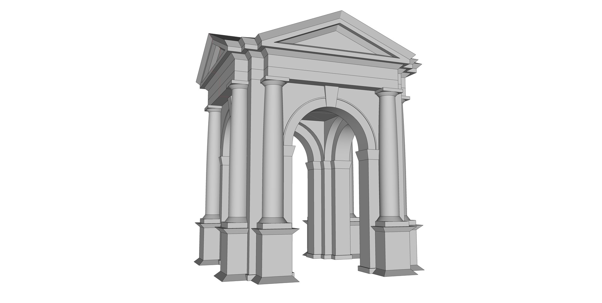 3D Tuscan order Arched portico in the mas with 3 4 column a pedestal ...