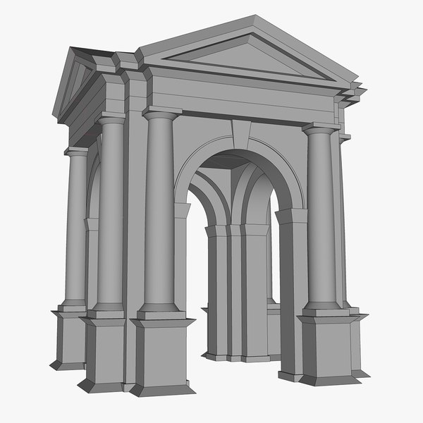 3D Tuscan order Arched portico in the mas with 3 4 column a pedestal ...