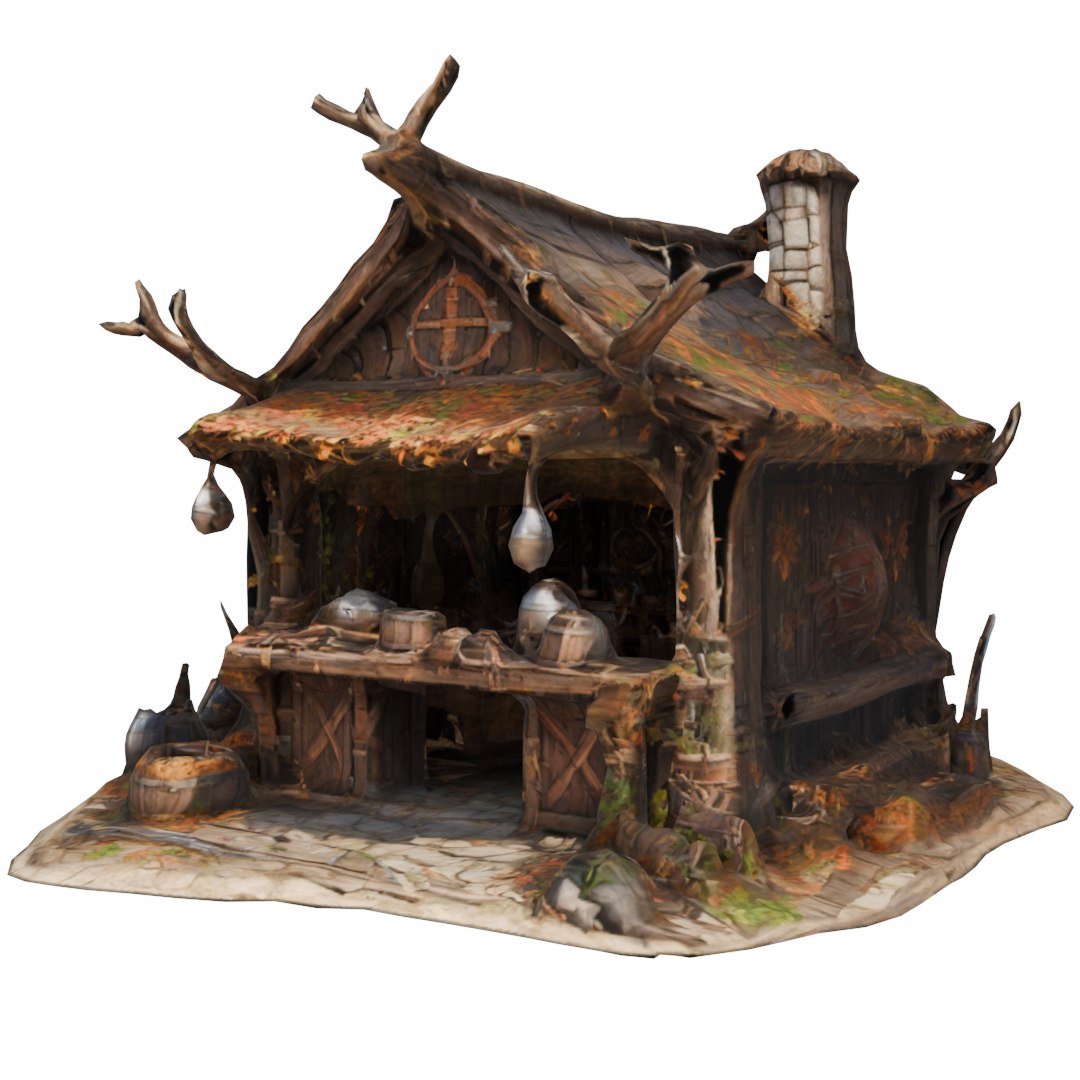 3D Medieval Merchant Stand Fantasy Weapon And Armor Stall FBX OBJ ...