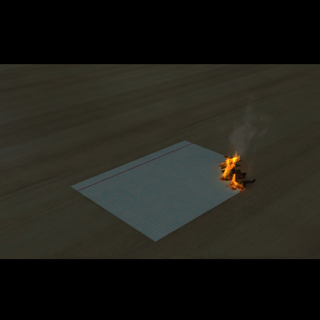 3d Model Of Fumefx Burning Paper