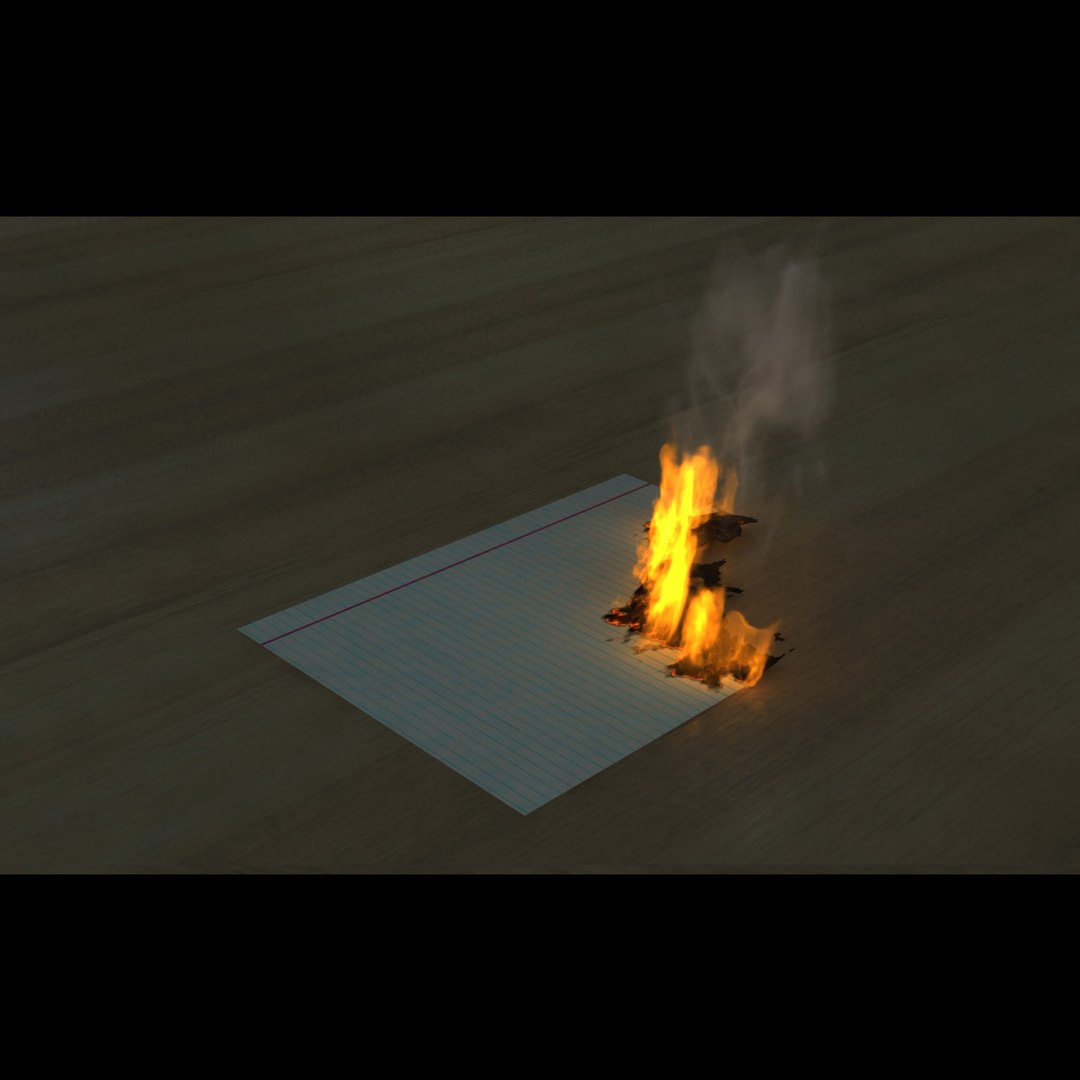 3d Model Of Fumefx Burning Paper