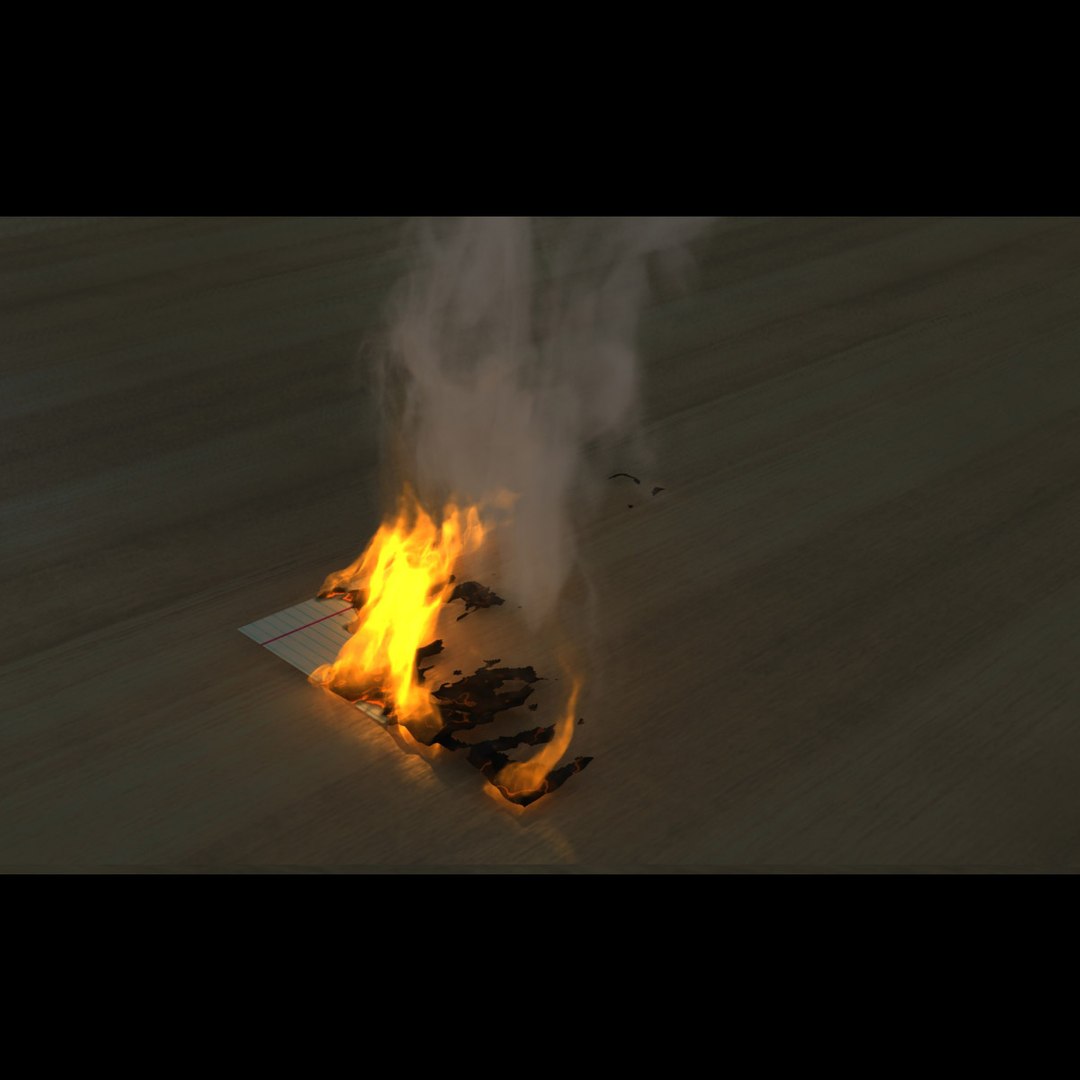 3d Model Of Fumefx Burning Paper