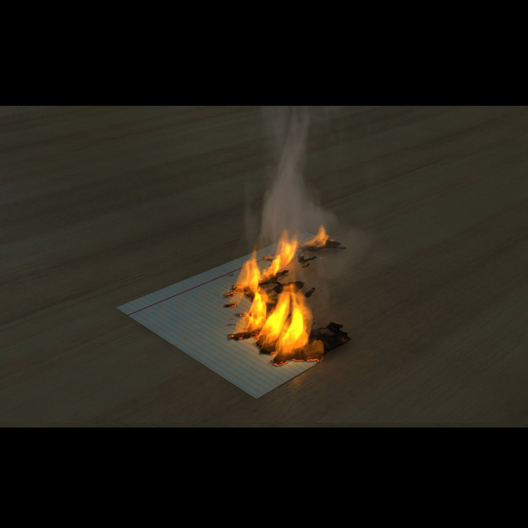 3d Model Of Fumefx Burning Paper