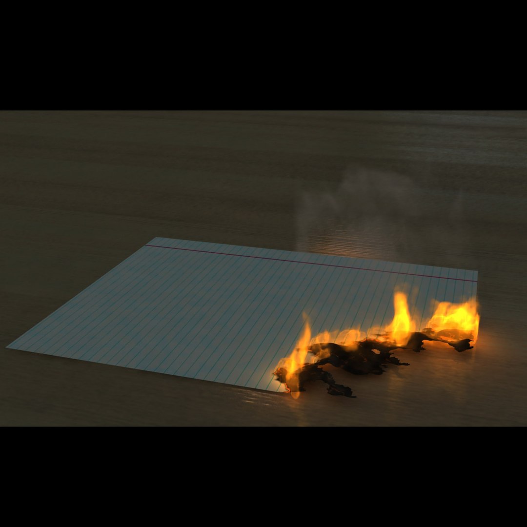 3d Model Of Fumefx Burning Paper