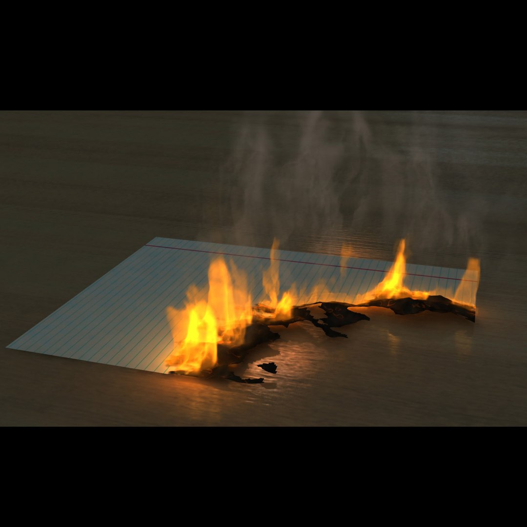 3d Model Of Fumefx Burning Paper