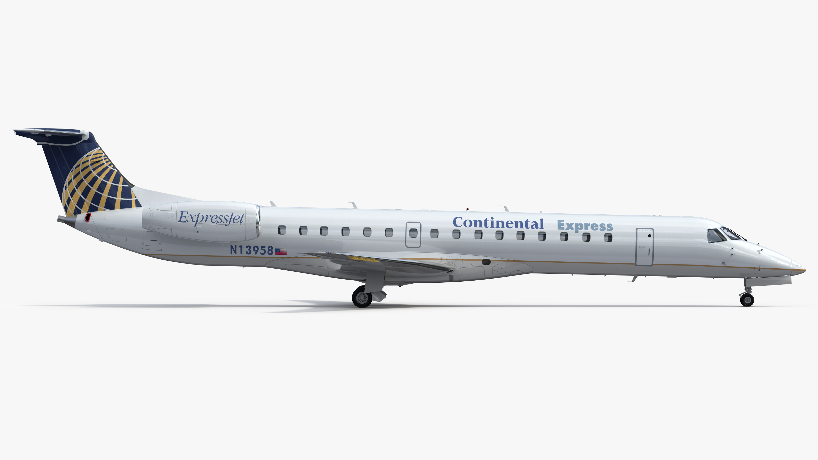 3D Embraer ERJ145 Regional Jet Continental Express model - TurboSquid ...