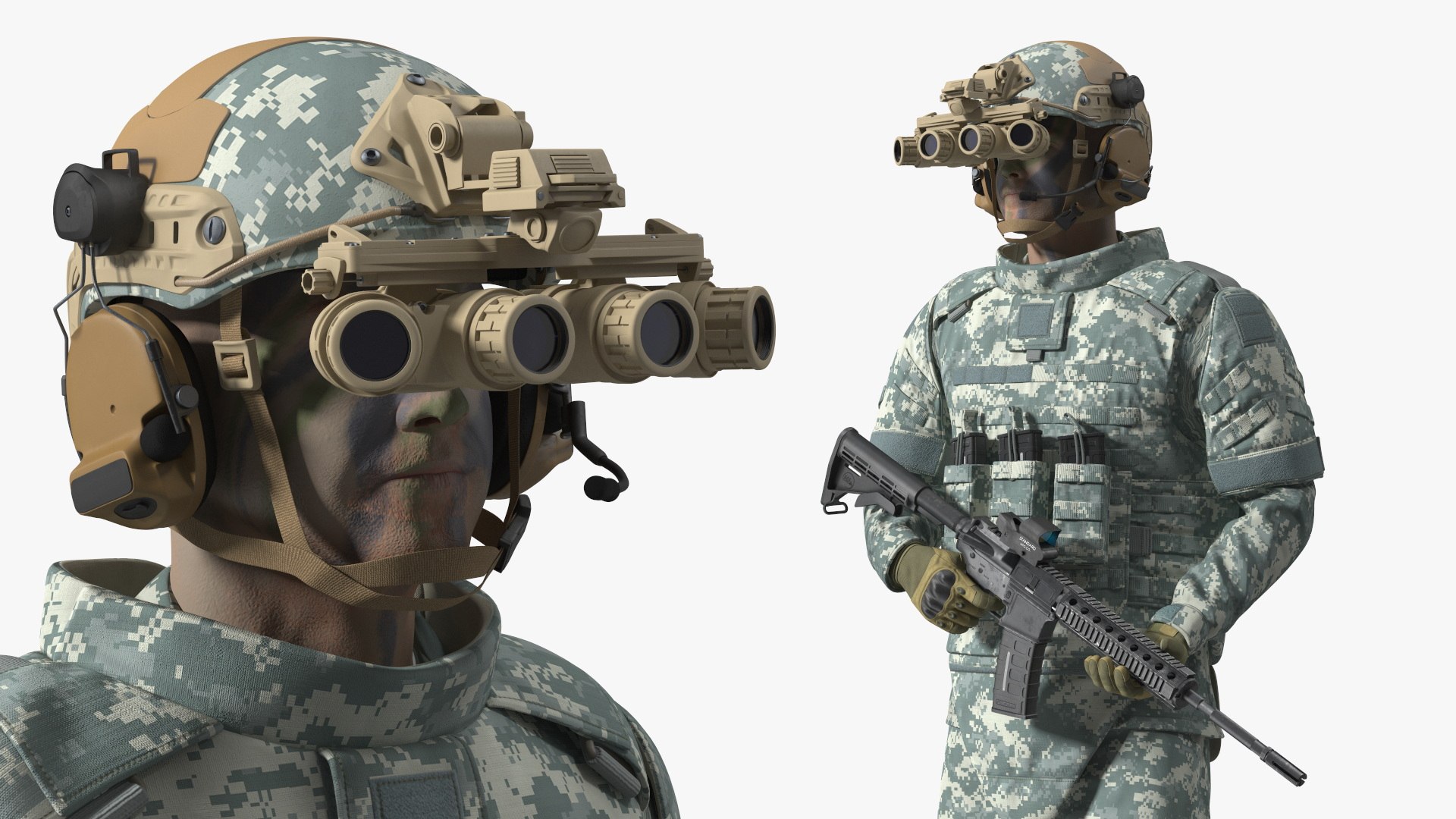 3D Model Soldier In Night Vision Goggles Grey Camo Standing ...