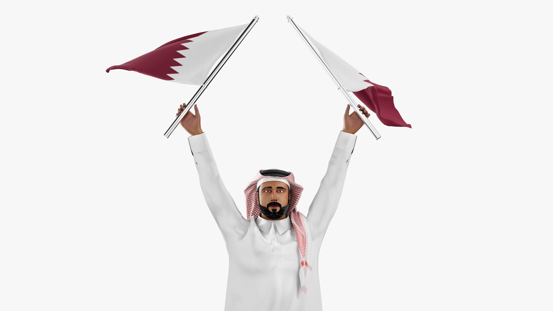 Arab Man With Qatar Flag 3D - TurboSquid 2187536