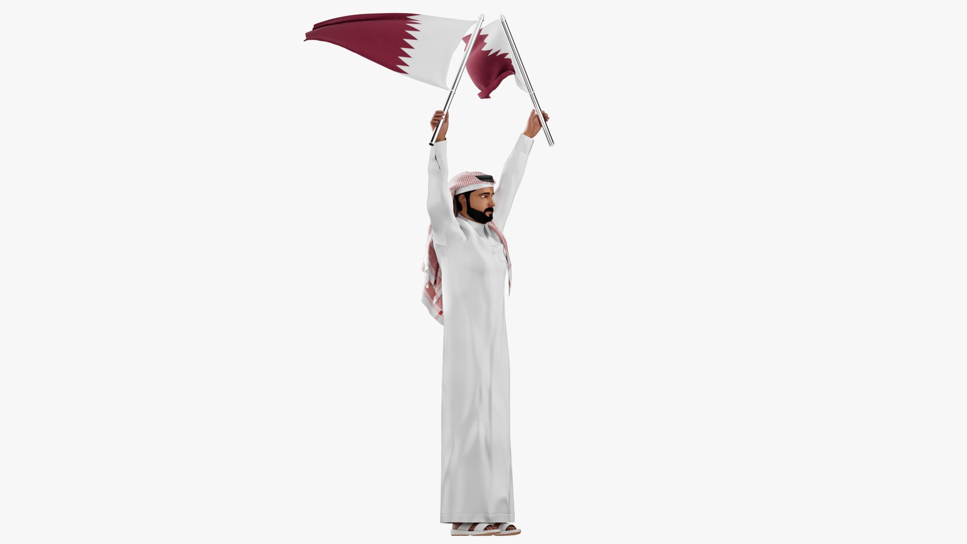 Arab Man With Qatar Flag 3D - TurboSquid 2187536