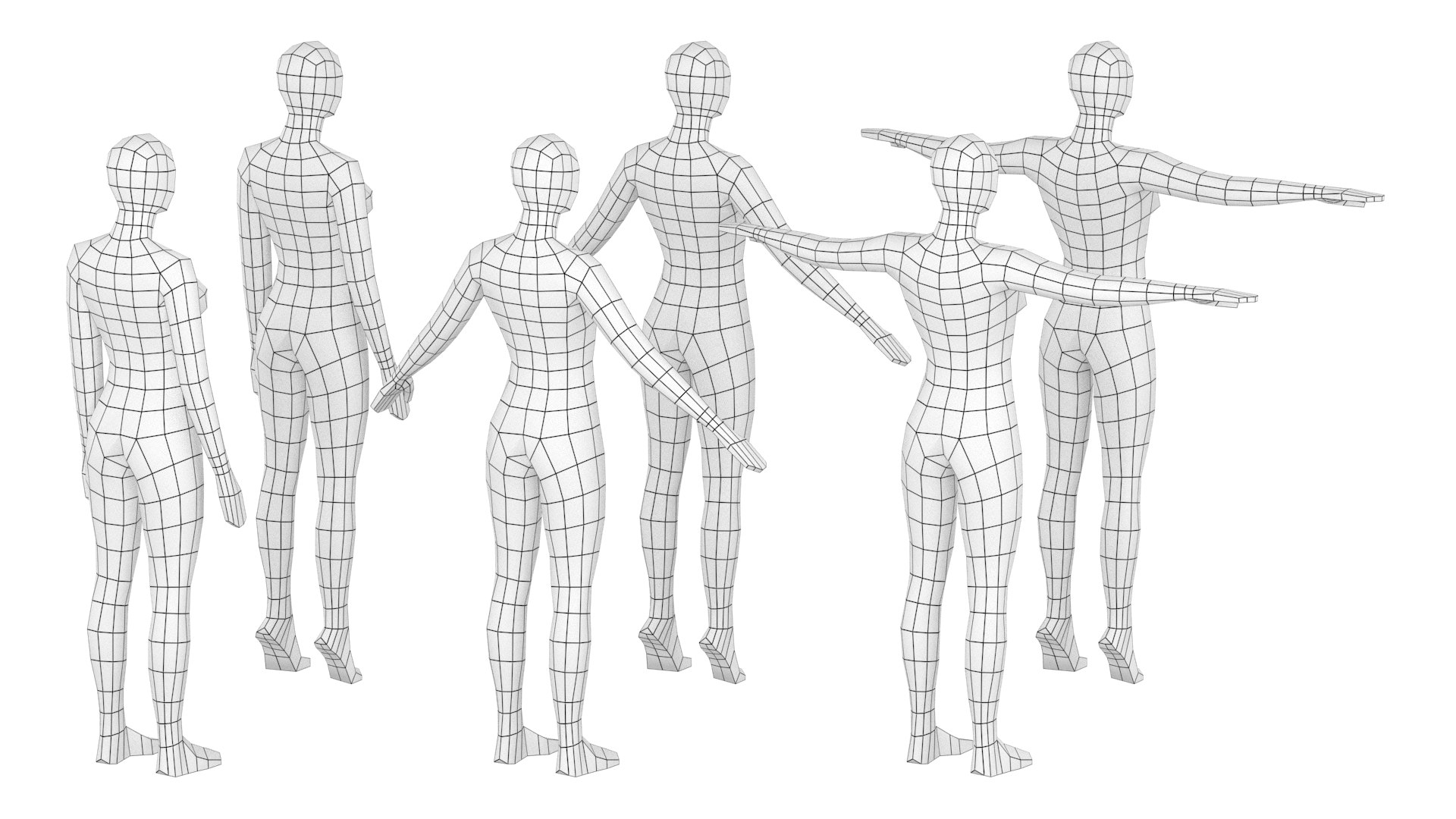 3D Natural Female In 6 Modeling Poses COLLECTION Model - TurboSquid 2216921